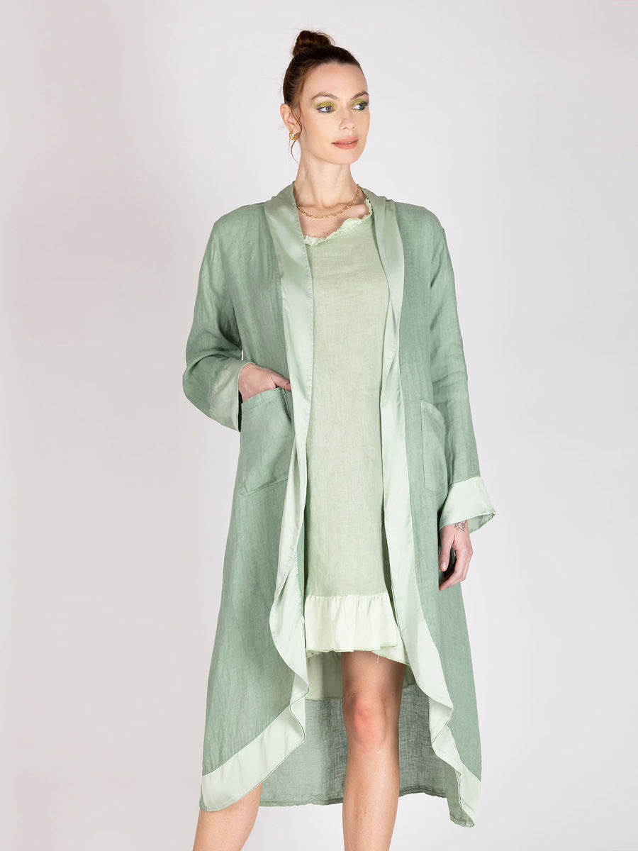 Spolverino largo lino menta lineatre – Lineatrē